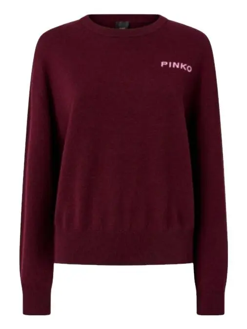 Pinko Martinica Logo Intarsia Jumper - Brown