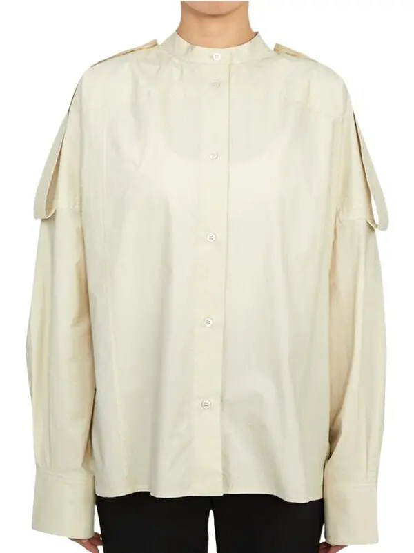 Studio Nicholson Long Sleeve Shirt With Mock Neckline - White