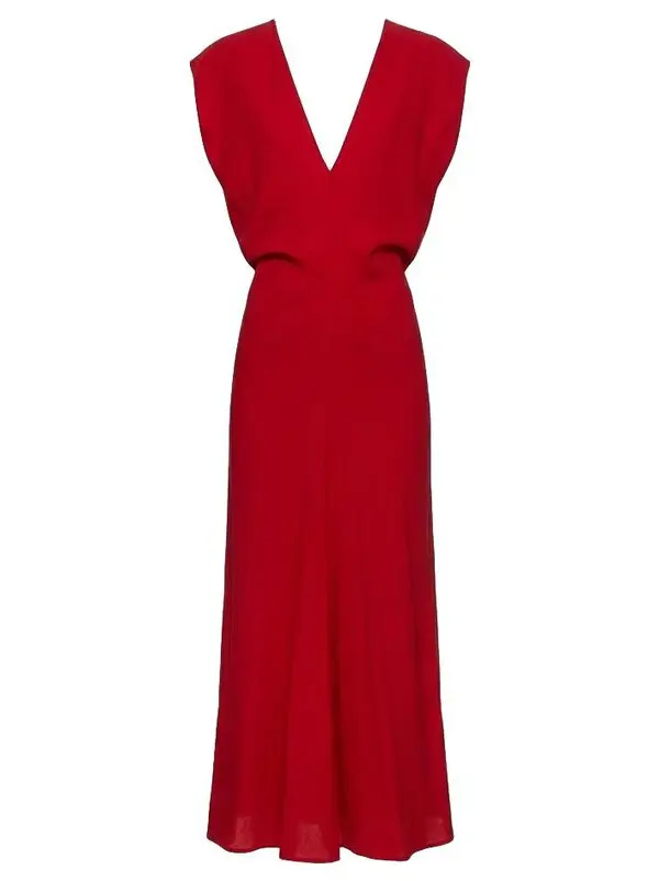 ST. AGNI Draped Maxi Dress With Train - Red