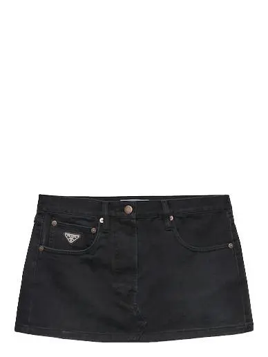 Prada Logo Patch Low-rise Mini Skirt - Black