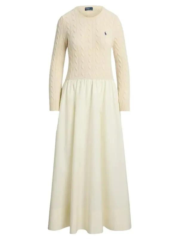 Ralph Lauren Cable-knit Flared Maxi Dress - Cream