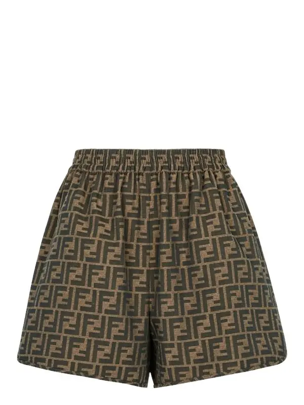 Fendi Ff Jacquard Elasticated Waistband Shorts - Brown