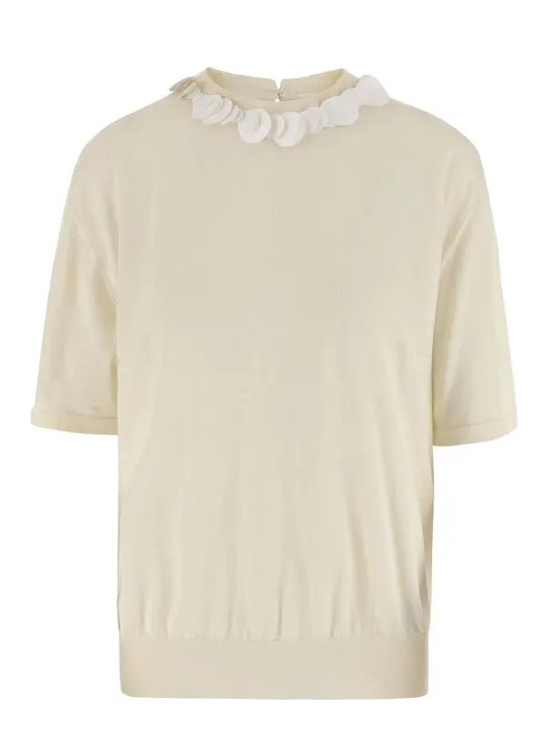 JIL SANDER Embellished Crewneck T-shirt - Nude
