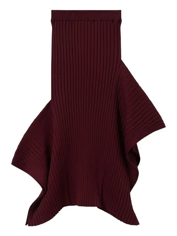 Stella McCartney Textured Knit Ribbed A-line Skirt - Bordeaux