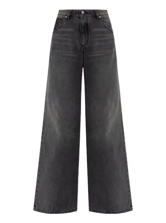 Blumarine Whiskering Effect Wide Leg Jeans - Black