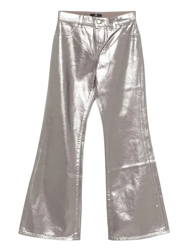 7 For All Mankind Spencer Flare Metallic Pants - Gray