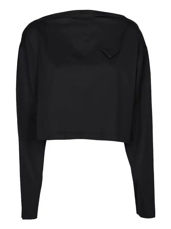 Prada Cropped Lace-up T-shirt - Black