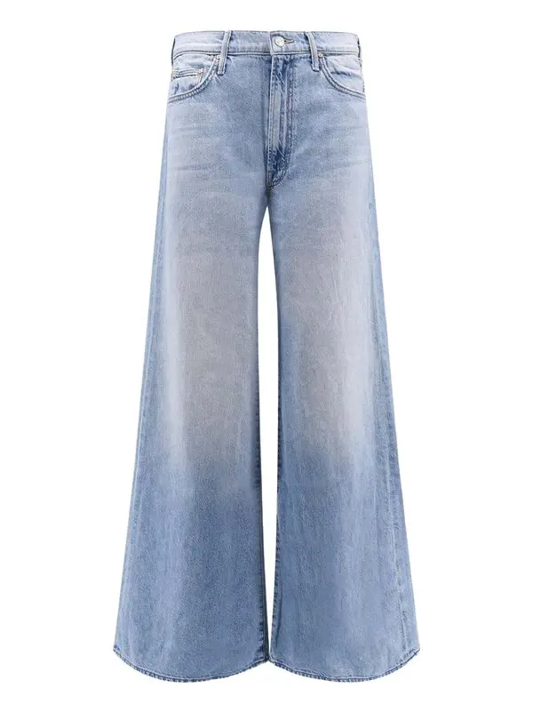 MOTHER Logo Patch Wide Leg Jeans - Blue