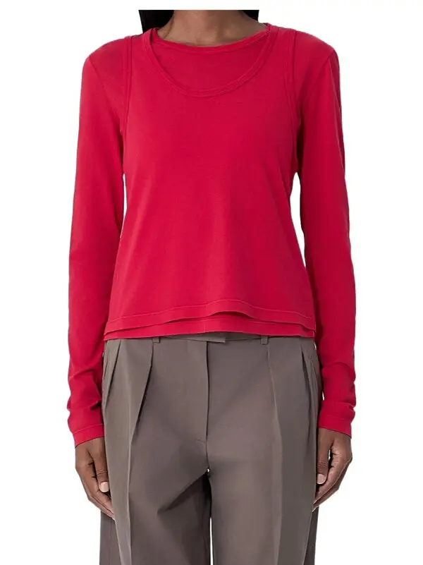 THE ROW Laye Long Sleeve Cotton T-shirt - Red