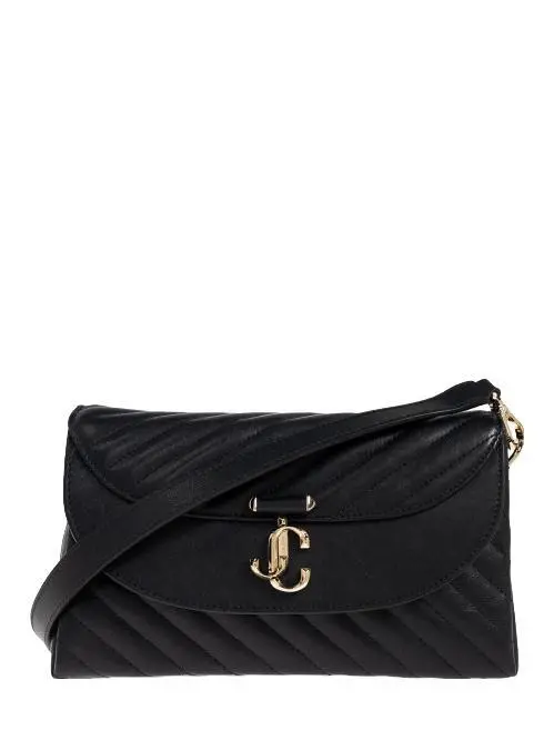 JIMMY CHOO Quilted Top Handle Bag With Logo Embellishment - Black