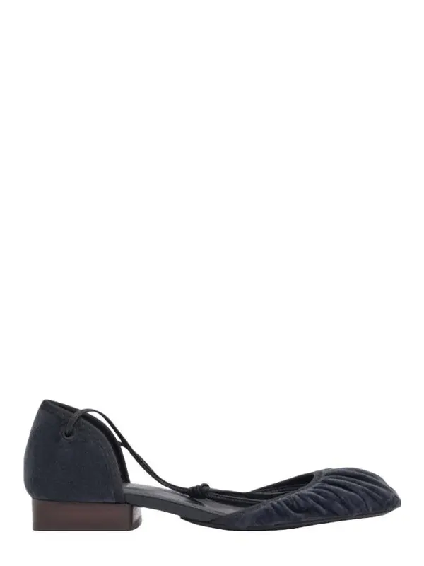 LEMAIRE Micro Ballet Flats With Gathered Toe And Tie Fastening - Black