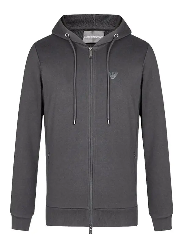 Emporio Armani Hooded Logo Casual Coat - Black