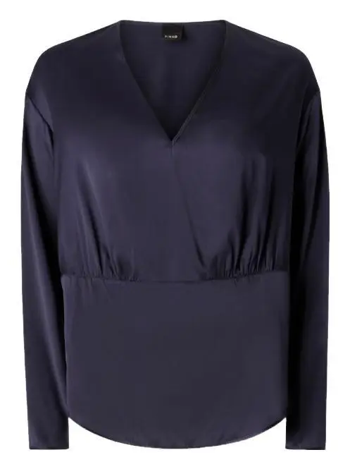 Pinko V-neck Long Sleeve Satin Blouse - Black