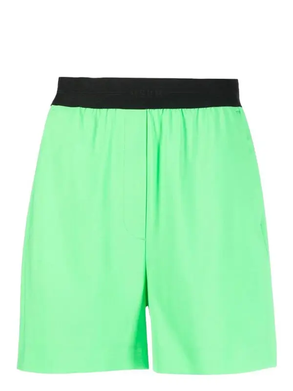 MSGM Logo Waistband Shorts - Green