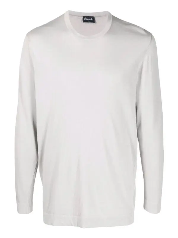DRUMOHR Classic Crew Neck Long Sleeve Sweater - White