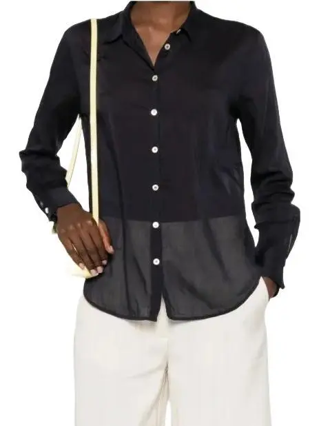 FORTE_FORTE Buttoned Shirt With Curved Hem - Black