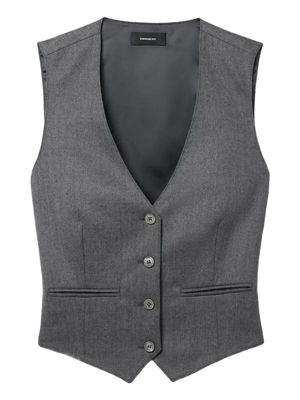 Wardrobe.NYC Grey Button-front V-neck Vest - Black