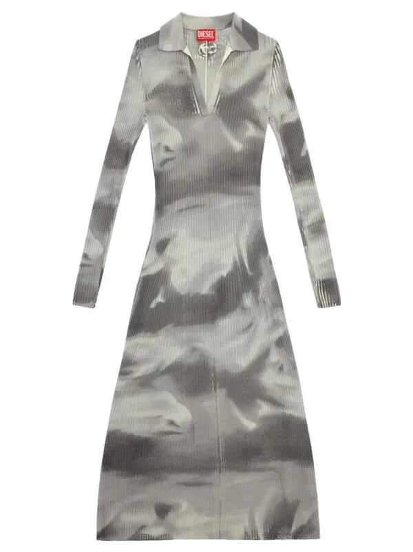 DIESEL® M-bridge Midi Dress With Camouflage Print - Gray