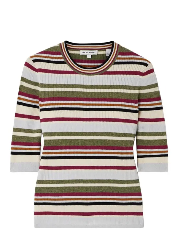 Veronica Beard Kavya Striped Ribbed-knit Sweater - Multi