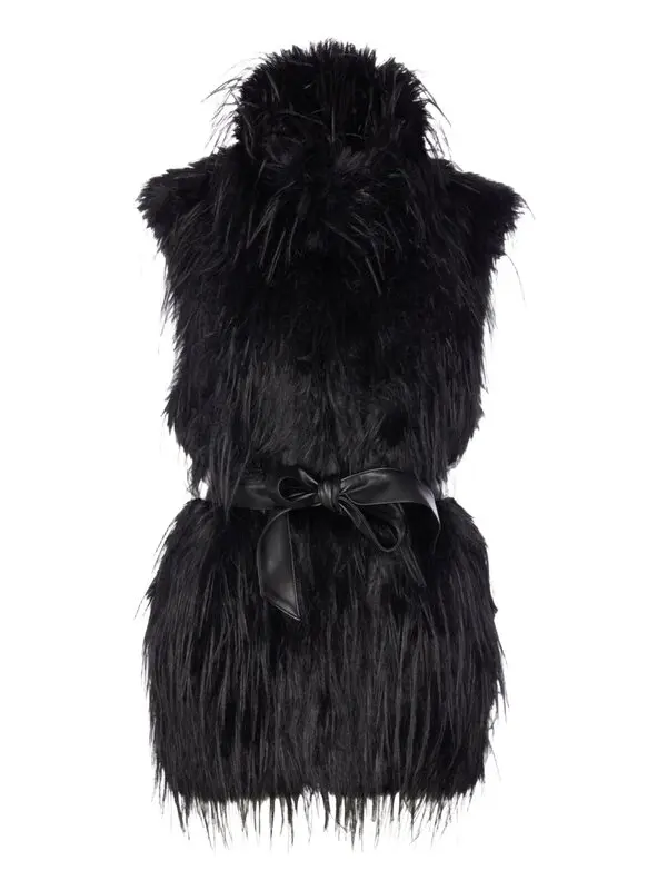 Pinko Faux Fur Belted Gilet - Black