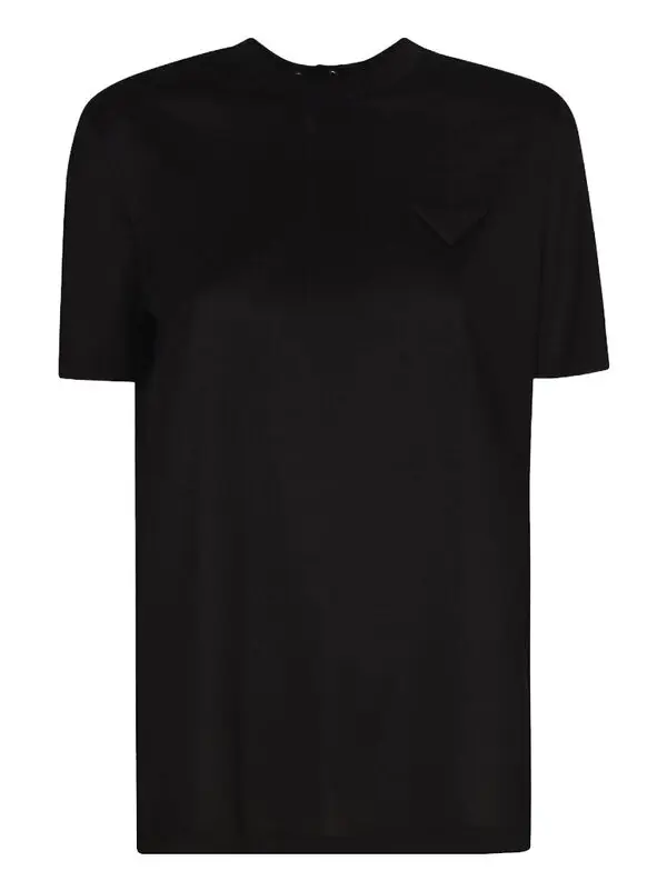 Prada Round Neck Short Sleeve T-shirt - Black