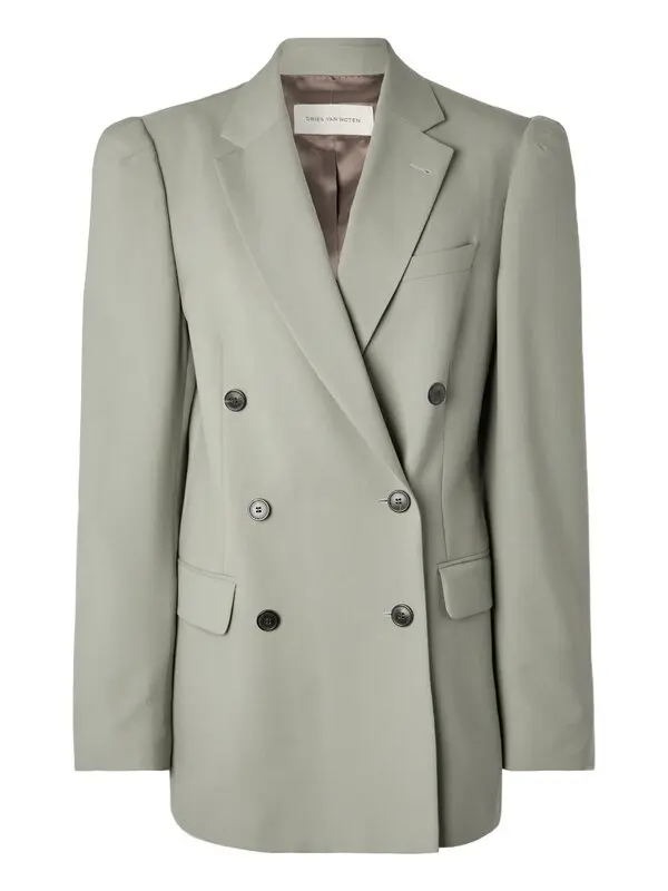 Dries Van Noten Double-breasted Wool And Mohair-blend Twill Blazer - Gray