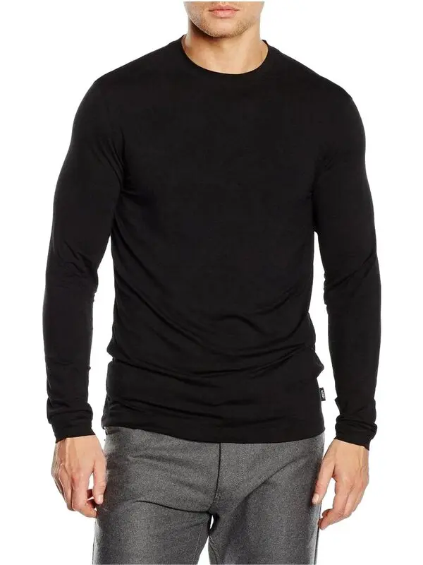 Emporio Armani T-shirt With Round Neck And Long Sleeves - Black