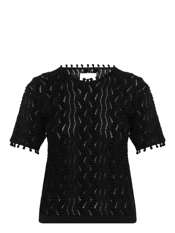 JIL SANDER Knitted Top With Decorative Trim - Black