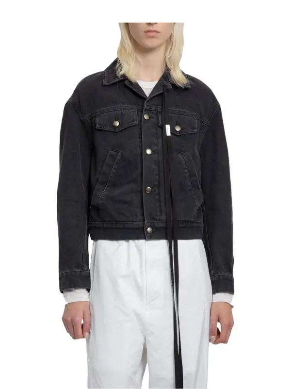 ANN DEMEULEMEESTER Logo Denim Jacket - Black