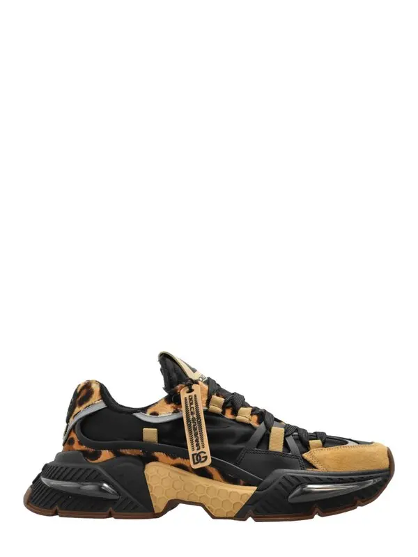 Dolce & Gabbana Airmaster Low-top Sneakers With Leopard Print - Black