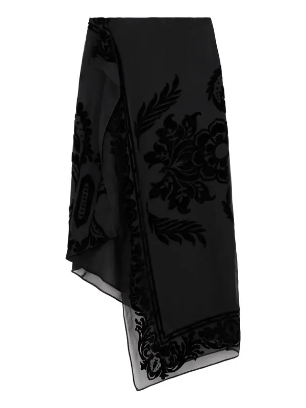 Etro Asymmetrical Cutout Midi Skirt - Black