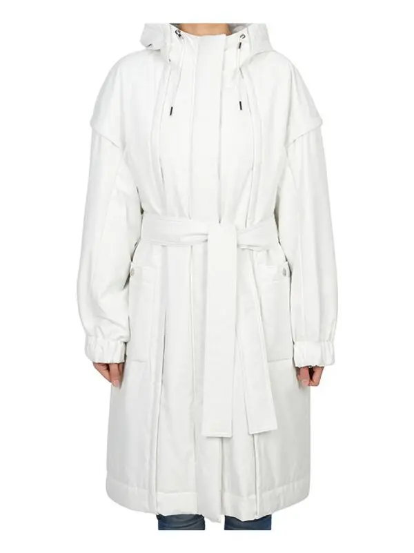 Max Mara Long Sleeve Zip-up Jacket With Hood And Drawstring - White