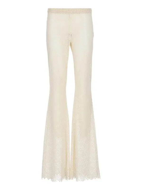 Dsquared2 High Waist Flared Lace Pants - White