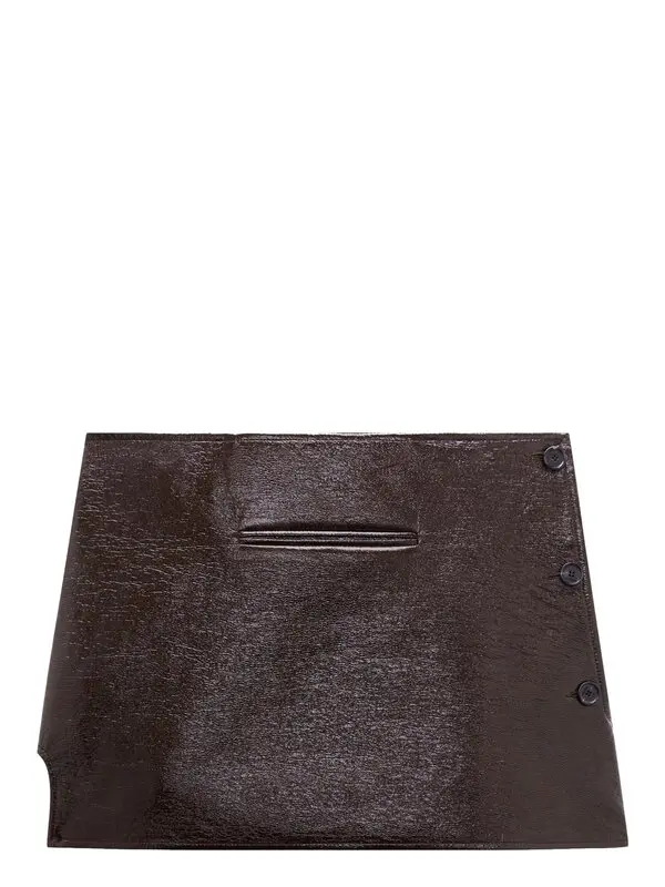 COURREGES Oblique Vinyl Mini Skirt - Chocalate