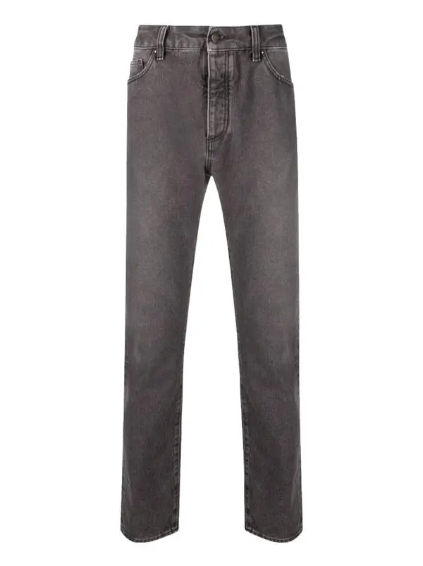 Palm Angels Straight Leg Jeans With Logo Detail - Black