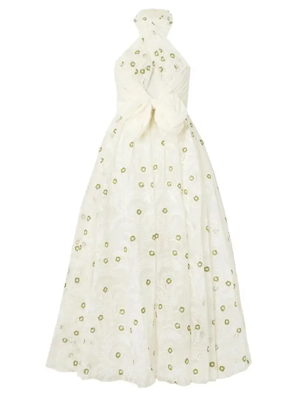 Giambattista Valli Embroidered Silk-organza Gown - White