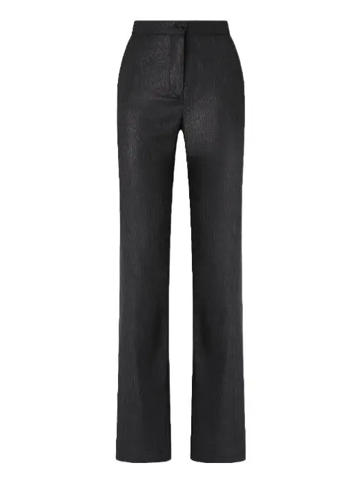 Pinko Shiny Effect Pinstriped Straight-leg Trousers - Black