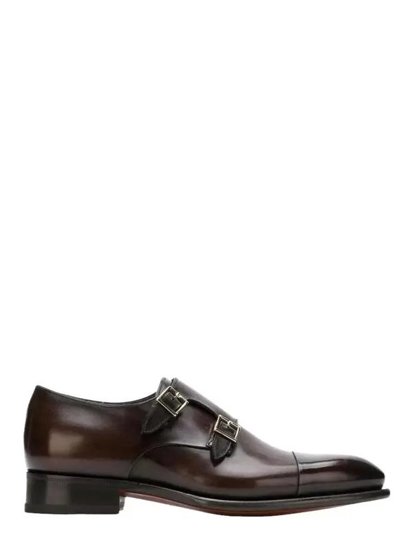Santoni Buckle Detailed Slip-on Monk Shoes - Black