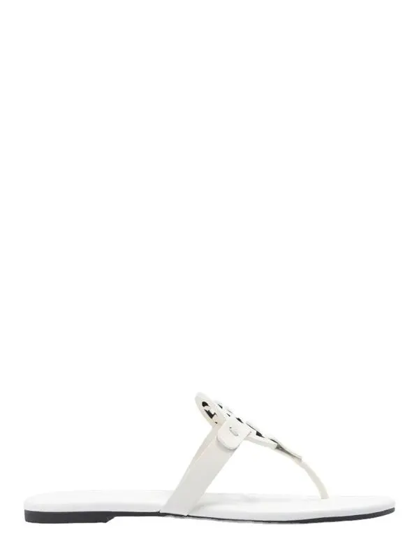 Tory Burch Miller Logo Plaque Sandals - White