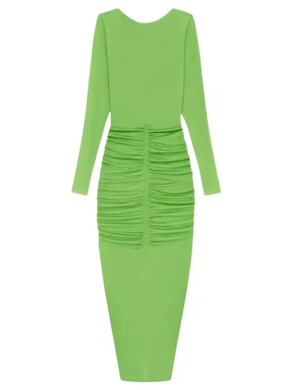 Givenchy Long Sleeve Ruched Evening Dress In Matte Viscose Jersey - Green