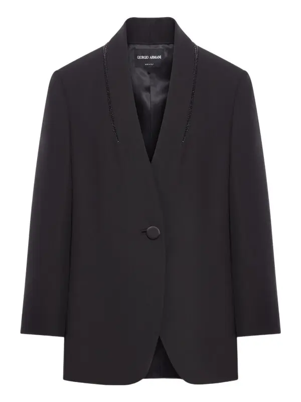 Giorgio Armani Embellished Single-breasted Blazer - Black