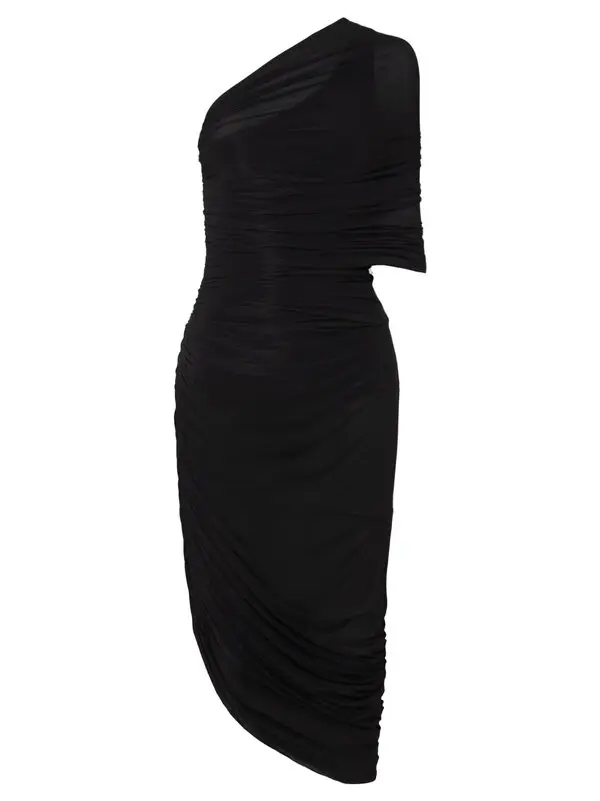 Magda Butrym One-shoulder Asymmetrical Pleated Dress - Black
