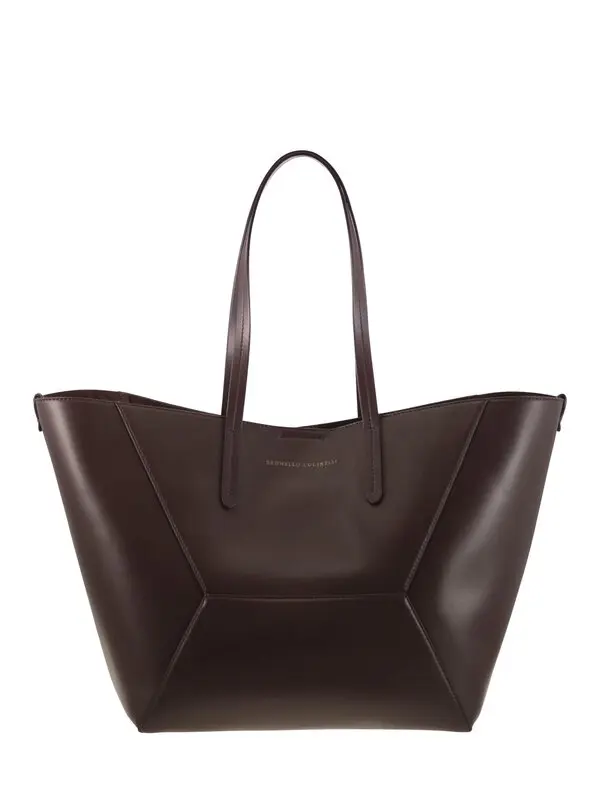 Brunello Cucinelli Paneled Leather Tote Bag - Black