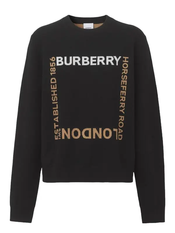 Burberry Intarsia-knit Logo Square Jumper - Black