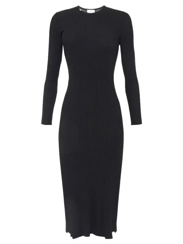 Elisabetta Franchi Ribbed-knit Midi Dress - Black