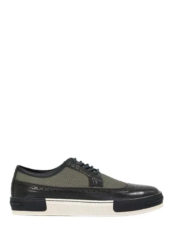 Emporio Armani Leather And Nylon Lace-up Sneakers - Black
