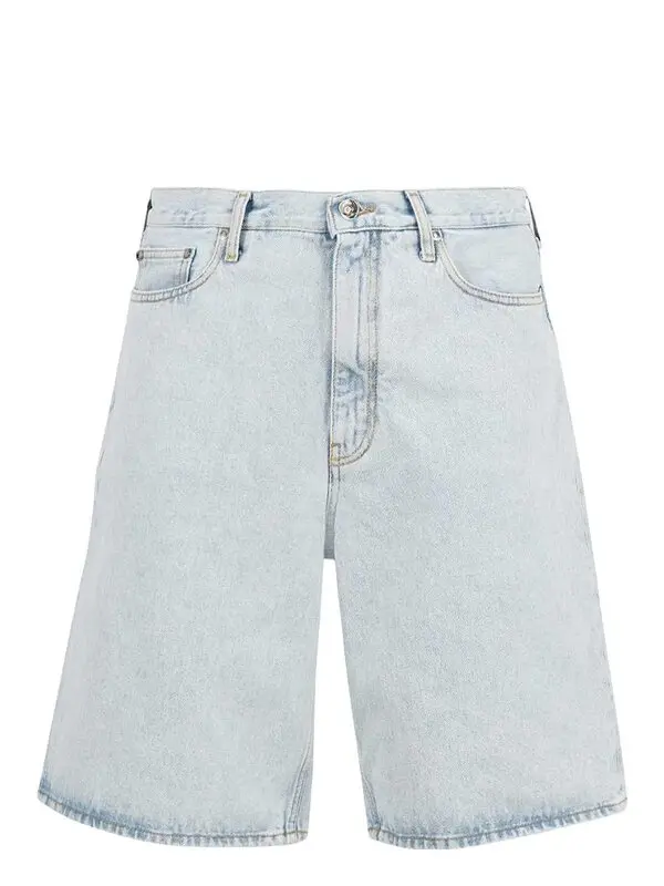 Off-White Logo Patch Denim Shorts - White