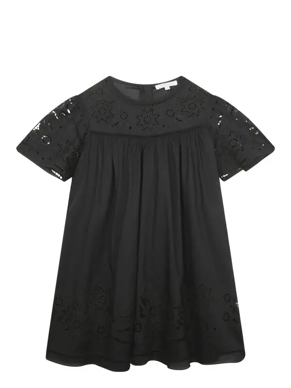 Chloé Embroidered Short Sleeve Dress - Black