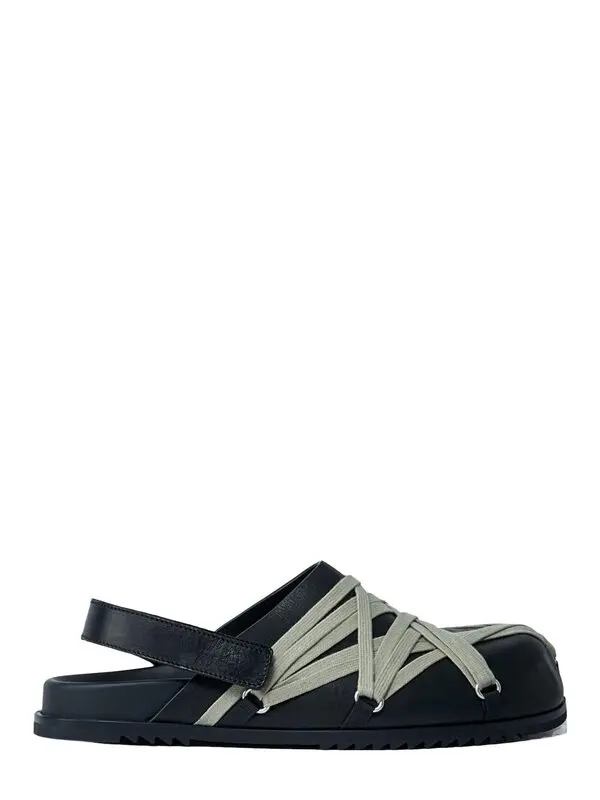 Rick Owens Granola Lace-up Leather Clogs - Black