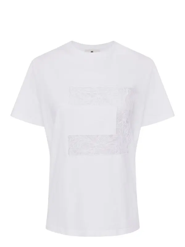 Elisabetta Franchi Macro Logo Voile Jersey T-shirt - Chalk Color